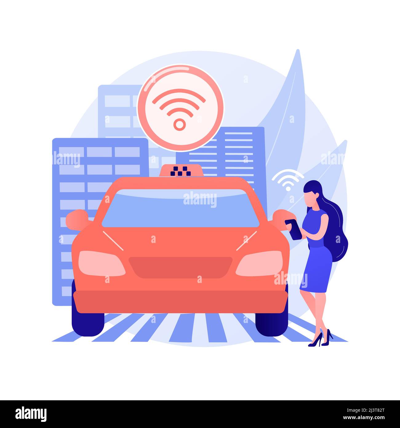 Autonomous taxi abstract concept vector illustration. Self driving taxi ...
