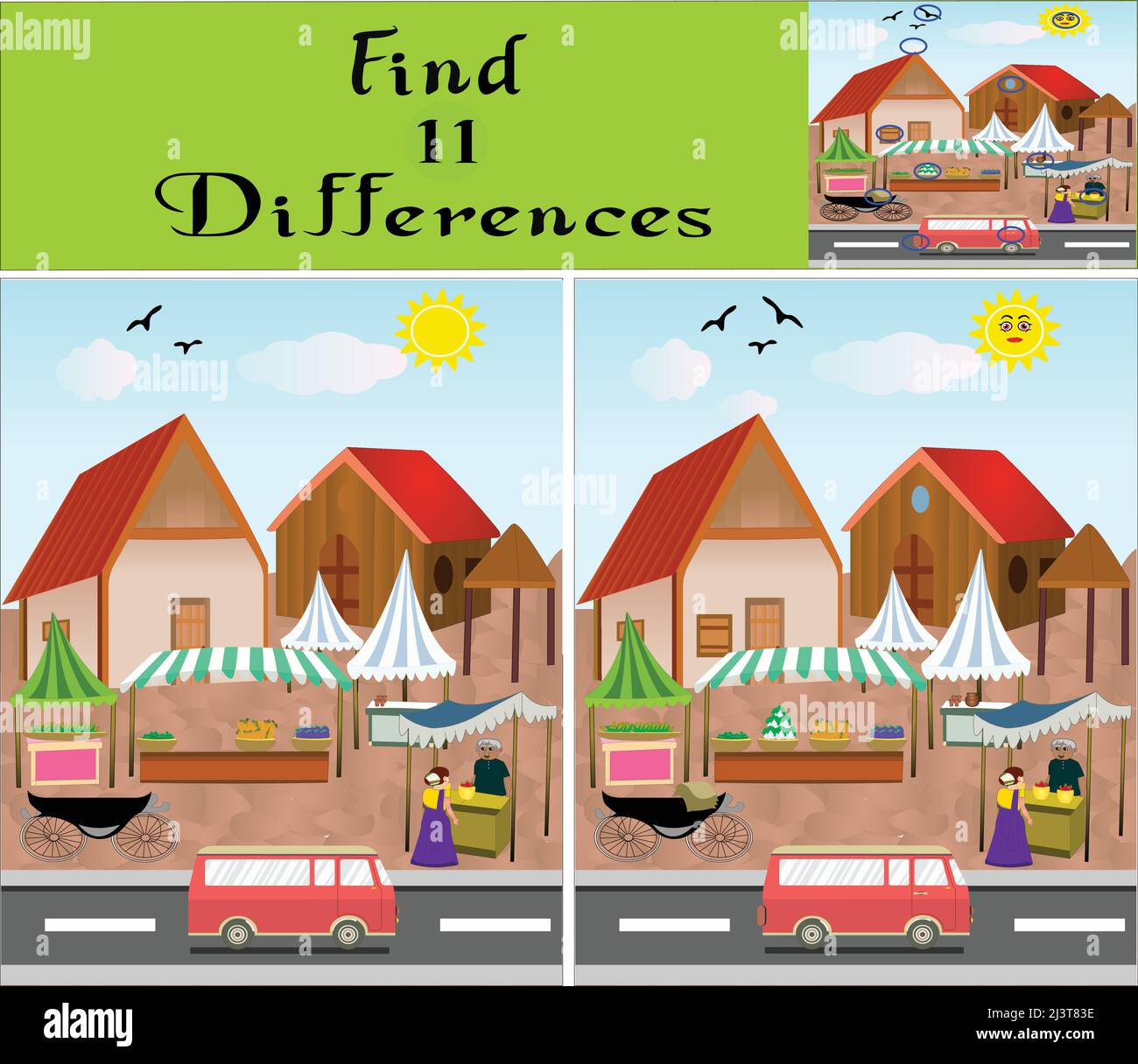 Find differences children's activity educational game vector art Stock ...