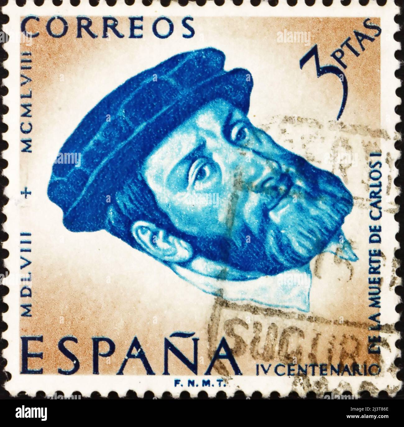 SPAIN - CIRCA 1958: a stamp printed in the Spain shows Portrait of ...