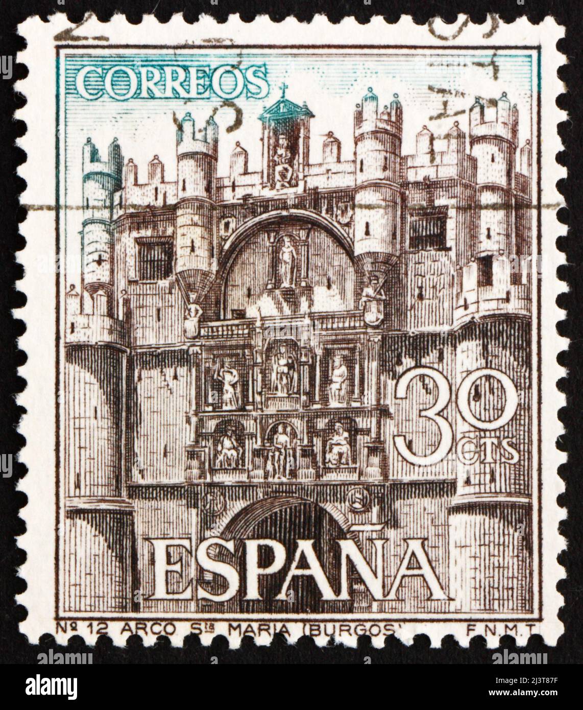 SPAIN - CIRCA 1965: a stamp printed in the Spain shows Facade of ...