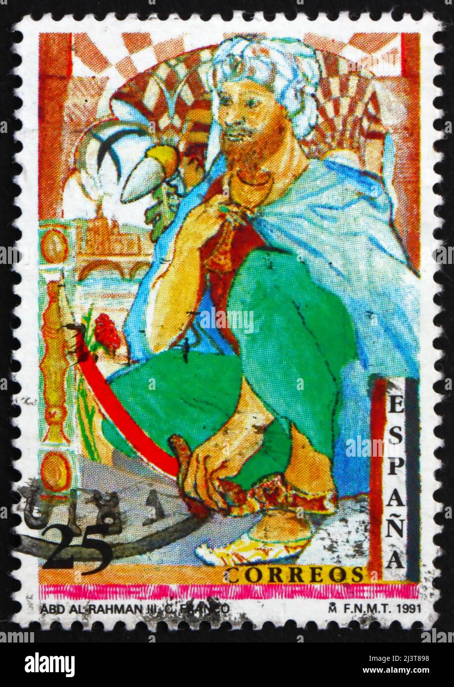 SPAIN - CIRCA 1982: a stamp printed in the Spain shows Abd Al Rahman ...