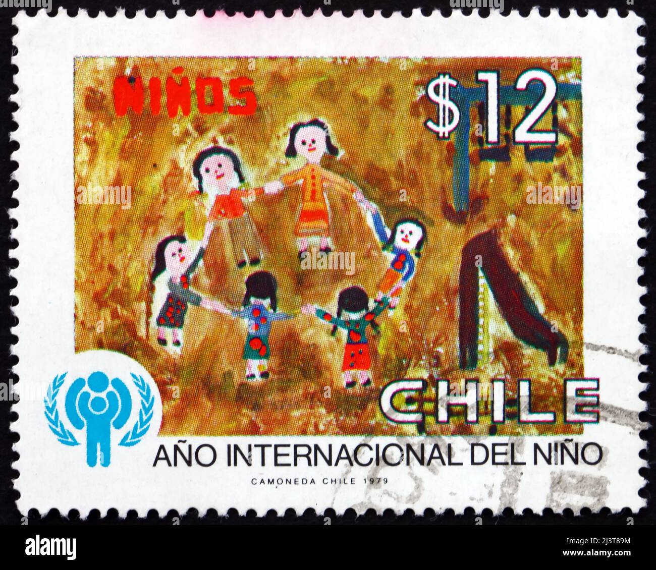 CHILE - CIRCA 1979: a stamp printed in the Chile shows Dancing ...