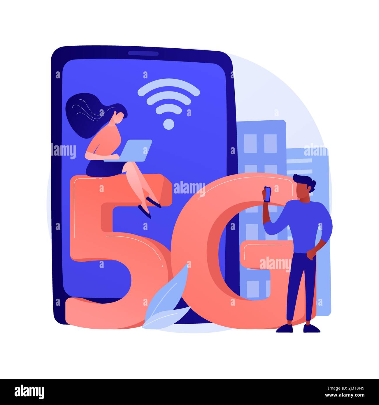 Mobile phones 5G network abstract concept vector illustration. Mobile ...