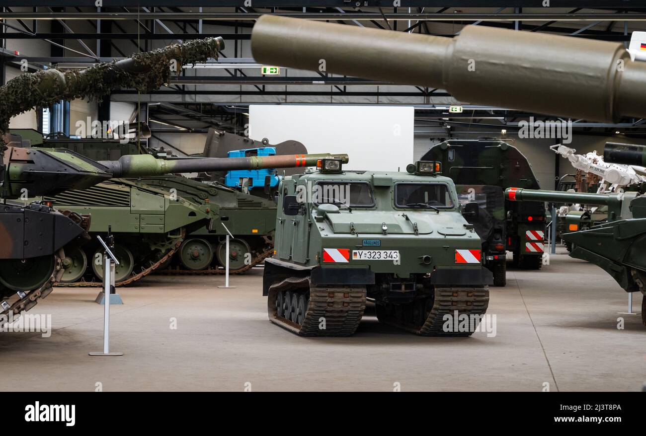 Munster, Germany. 29th Mar, 2022. A Hägglunds tracked vehicle stands in ...