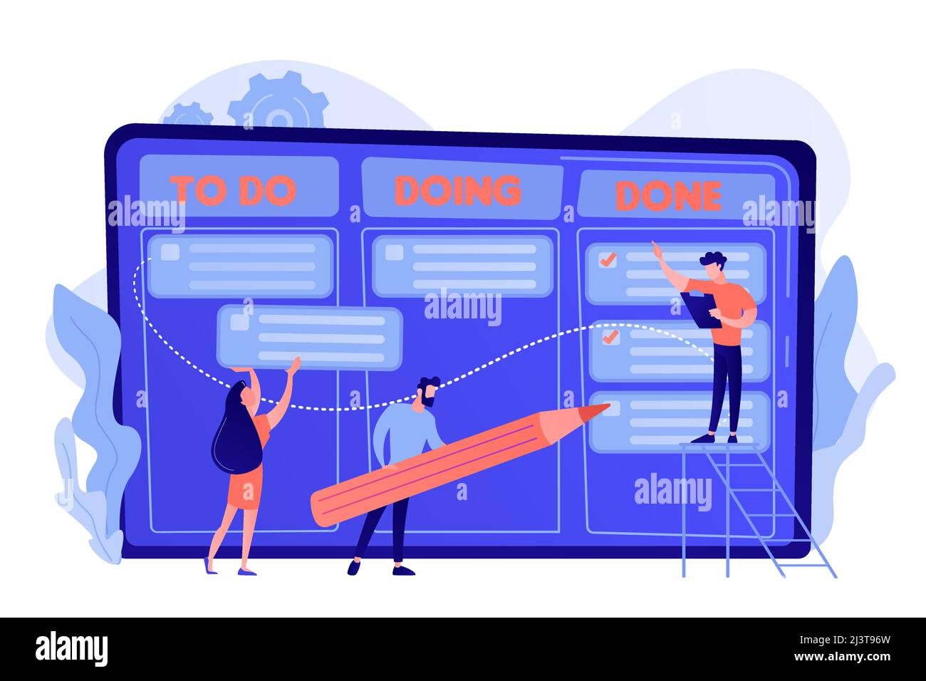 Tiny business people and manager at tasks and goals accomplishment ...