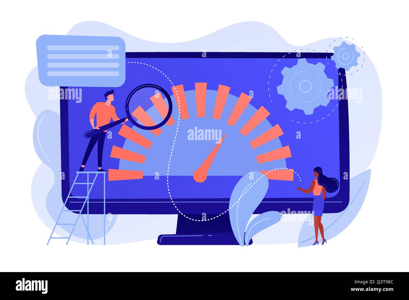 Tiny Business People Look At Product Performance Indicator Benchmark