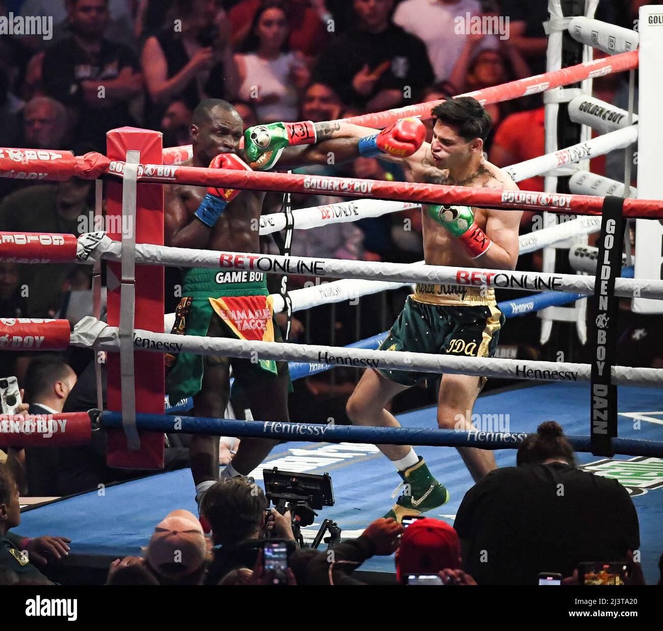 SAN ANTONIO, TX - APRIL 8: (R-L) Ryan Garcia battles Emmanuel Tagoe ...
