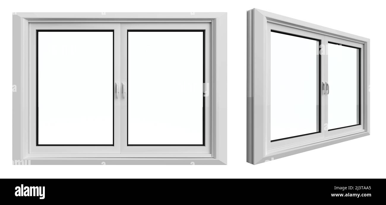 3d rendering white upvc window profile frame isolated on white Stock ...