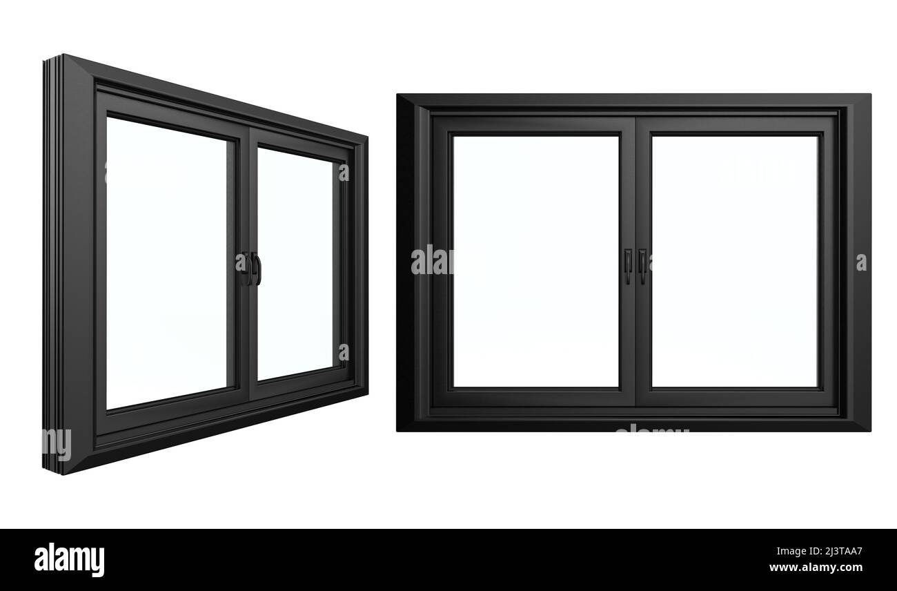 3d rendering black upvc window profile frame isolated Stock Photo - Alamy