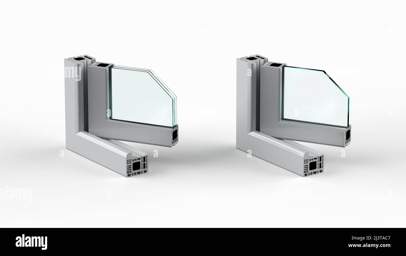 3d rendering upvc window profile frame Stock Photo - Alamy