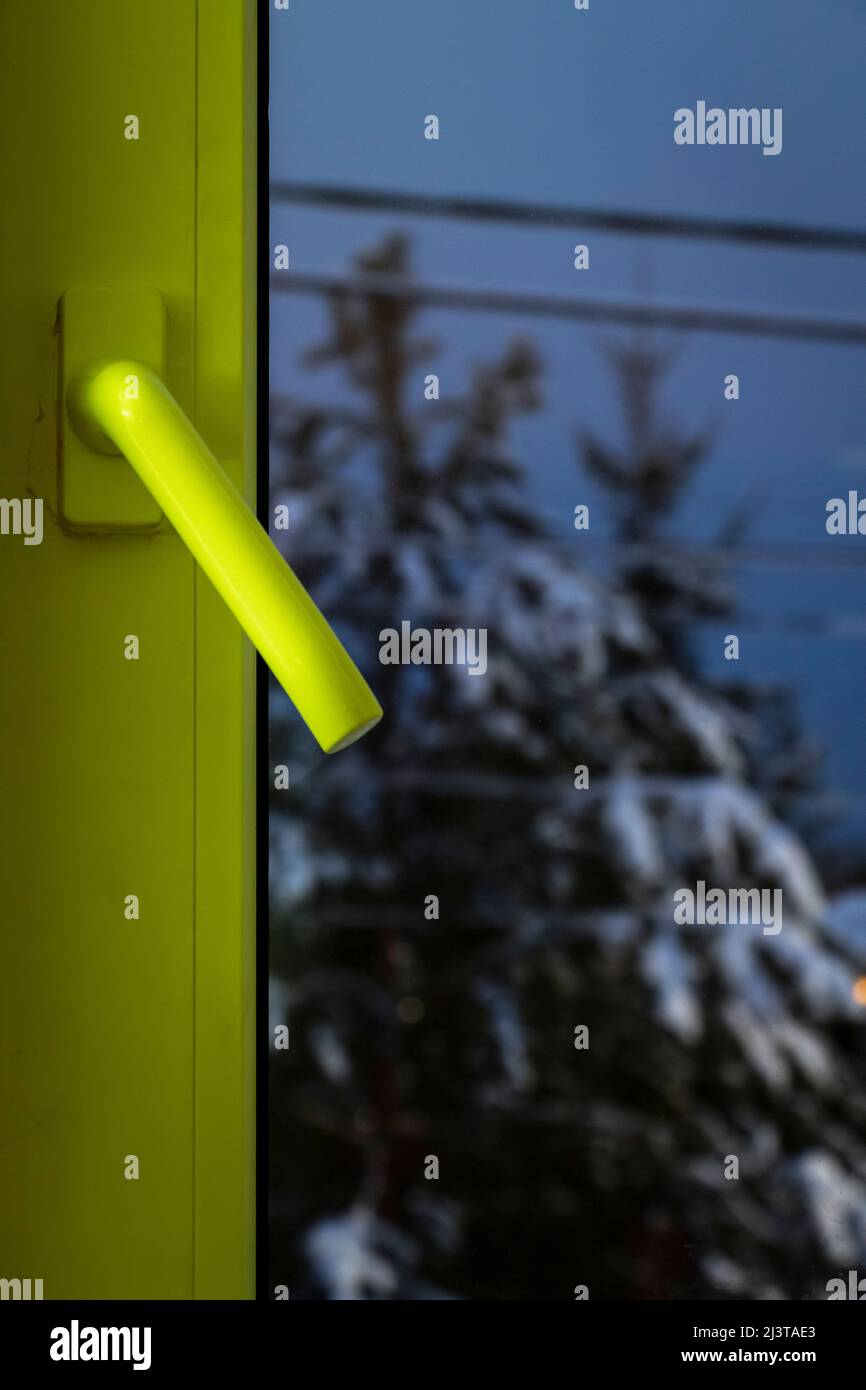 There is heavy snow outside the window Stock Photo - Alamy