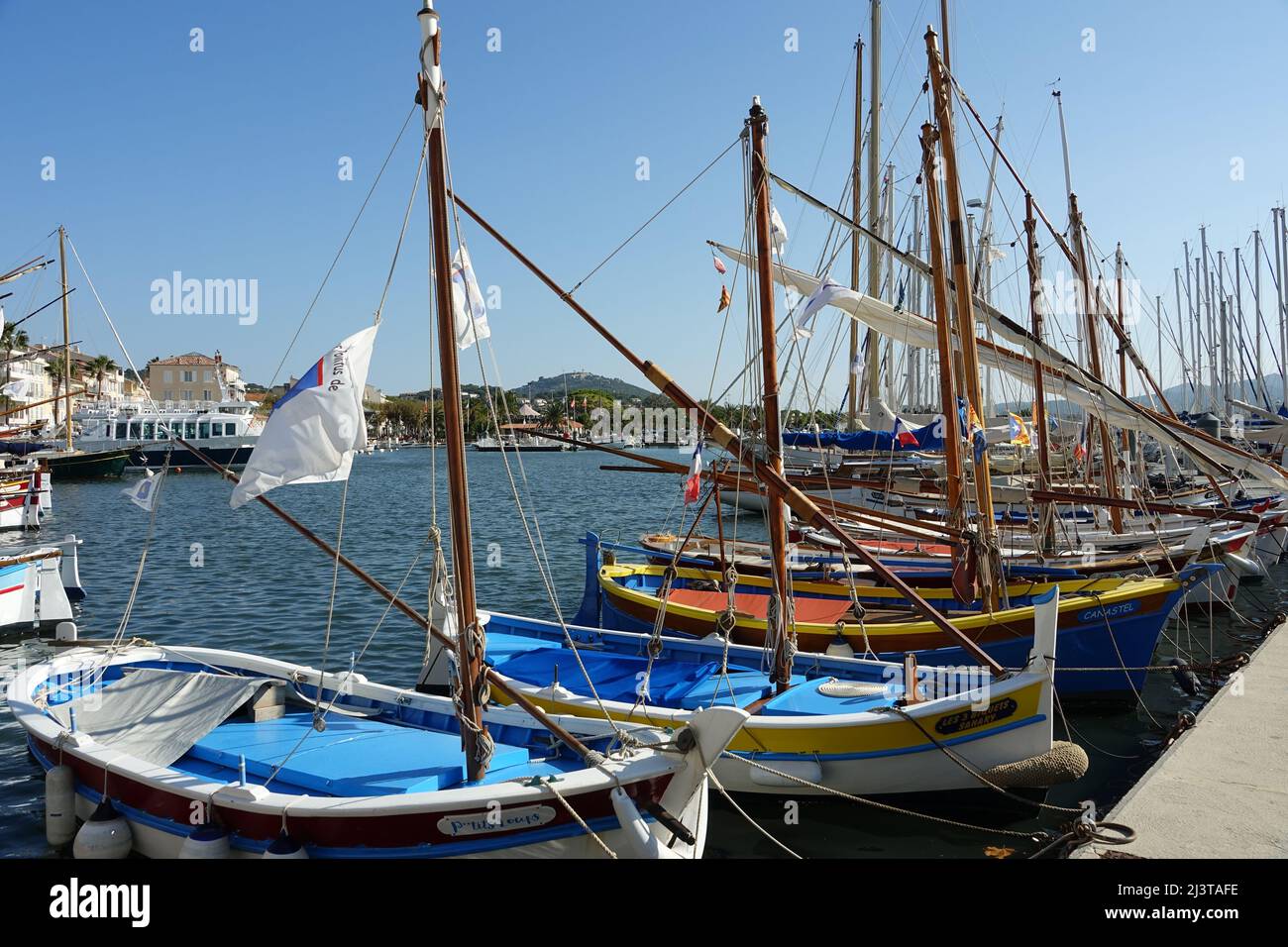 Overview of port de Sanary and its Mediterranean boats Stock Photo - Alamy