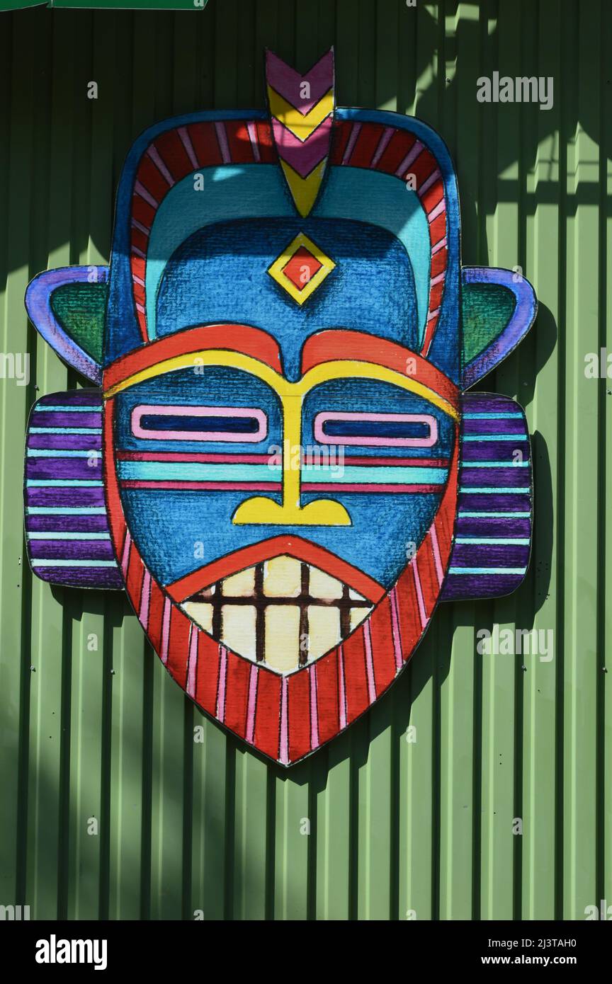 funny masks in Africa style Stock Photo - Alamy