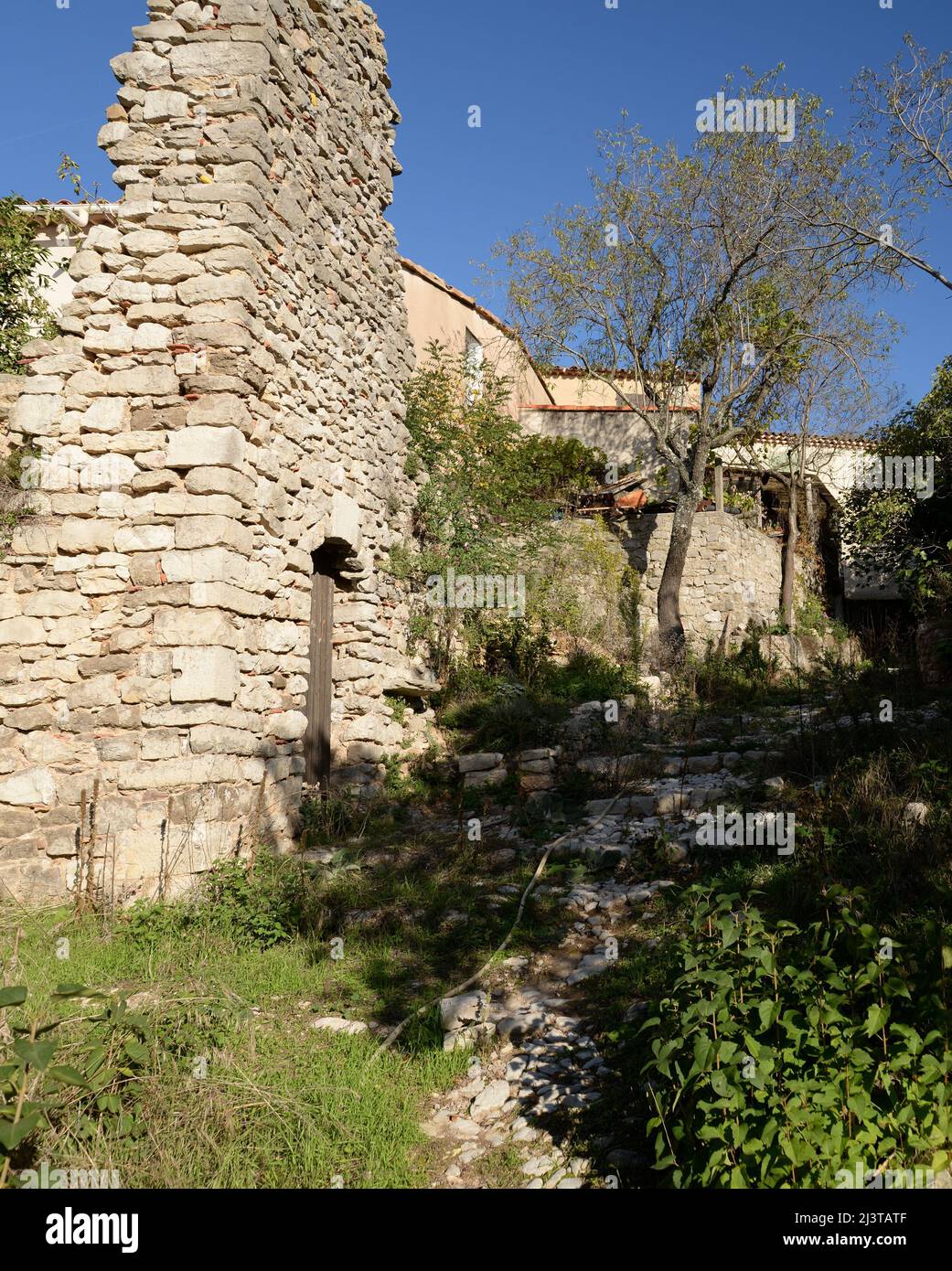 Old ramparts of St Julien le Montagner Stock Photo - Alamy