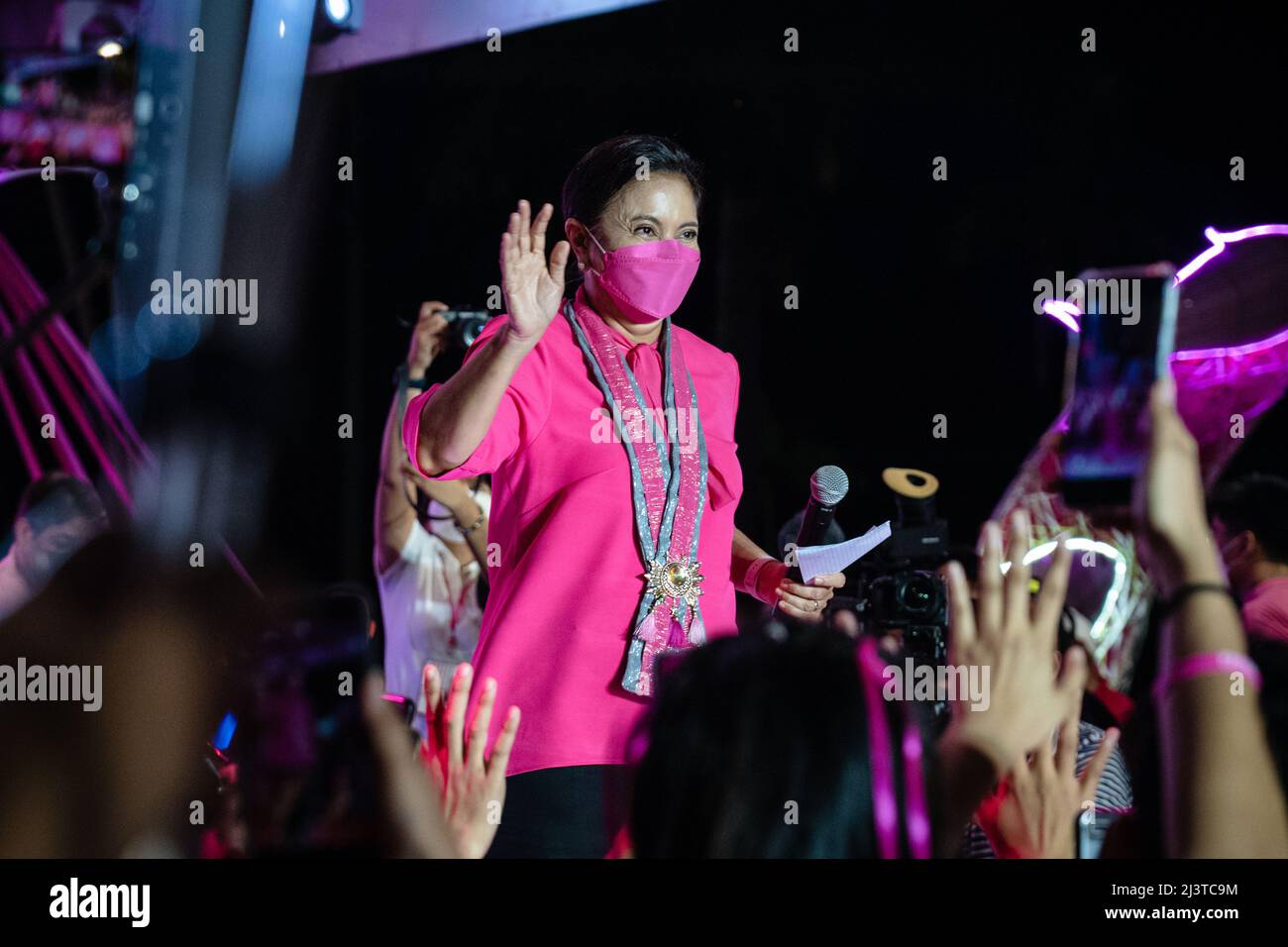 Philippines Vice President Leni Robredo waves supporters during the ...