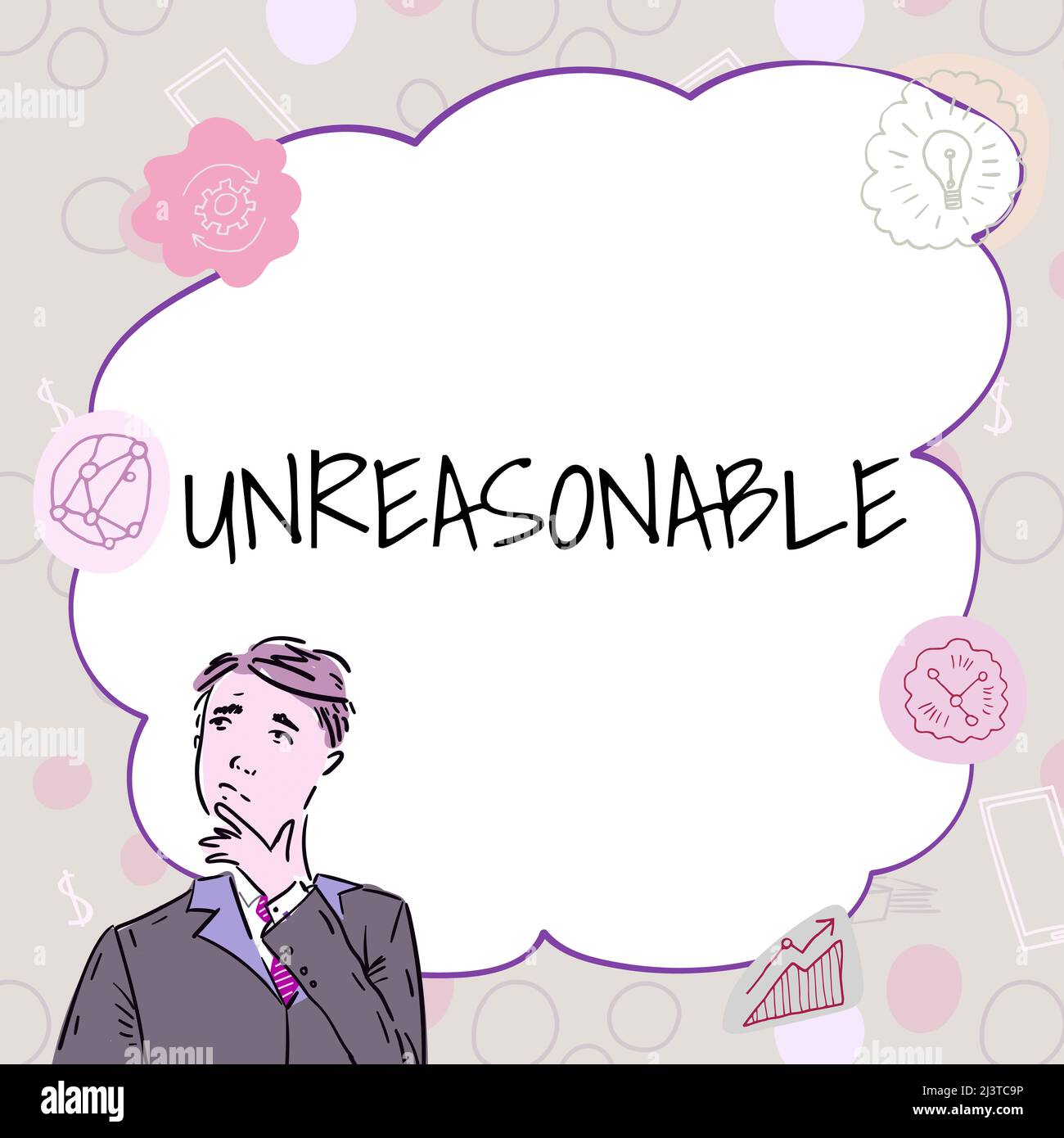 Hand writing sign Unreasonable. Word Written on Beyond the limits of ...