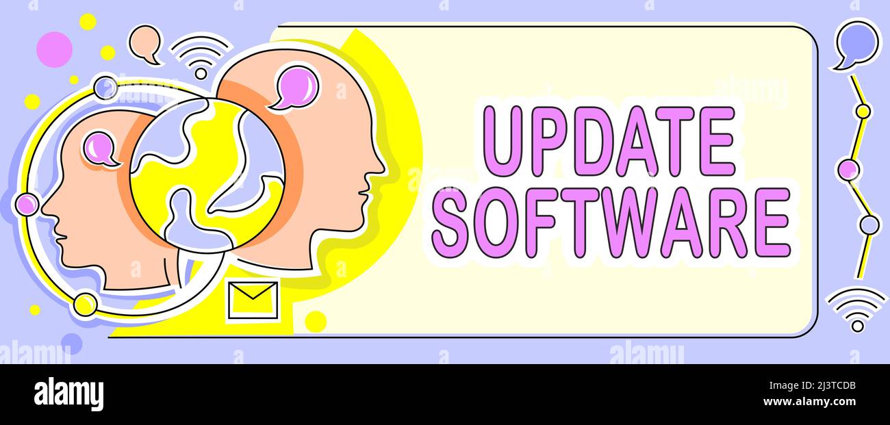 Hand Writing Sign Update Software Word For Replacing Program With A Newer Version Of Same