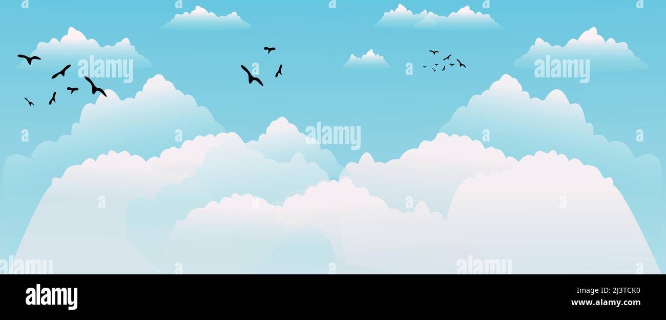 Sky and Clouds, Beautiful Background, cartoon poster, Crow, Eagle ...