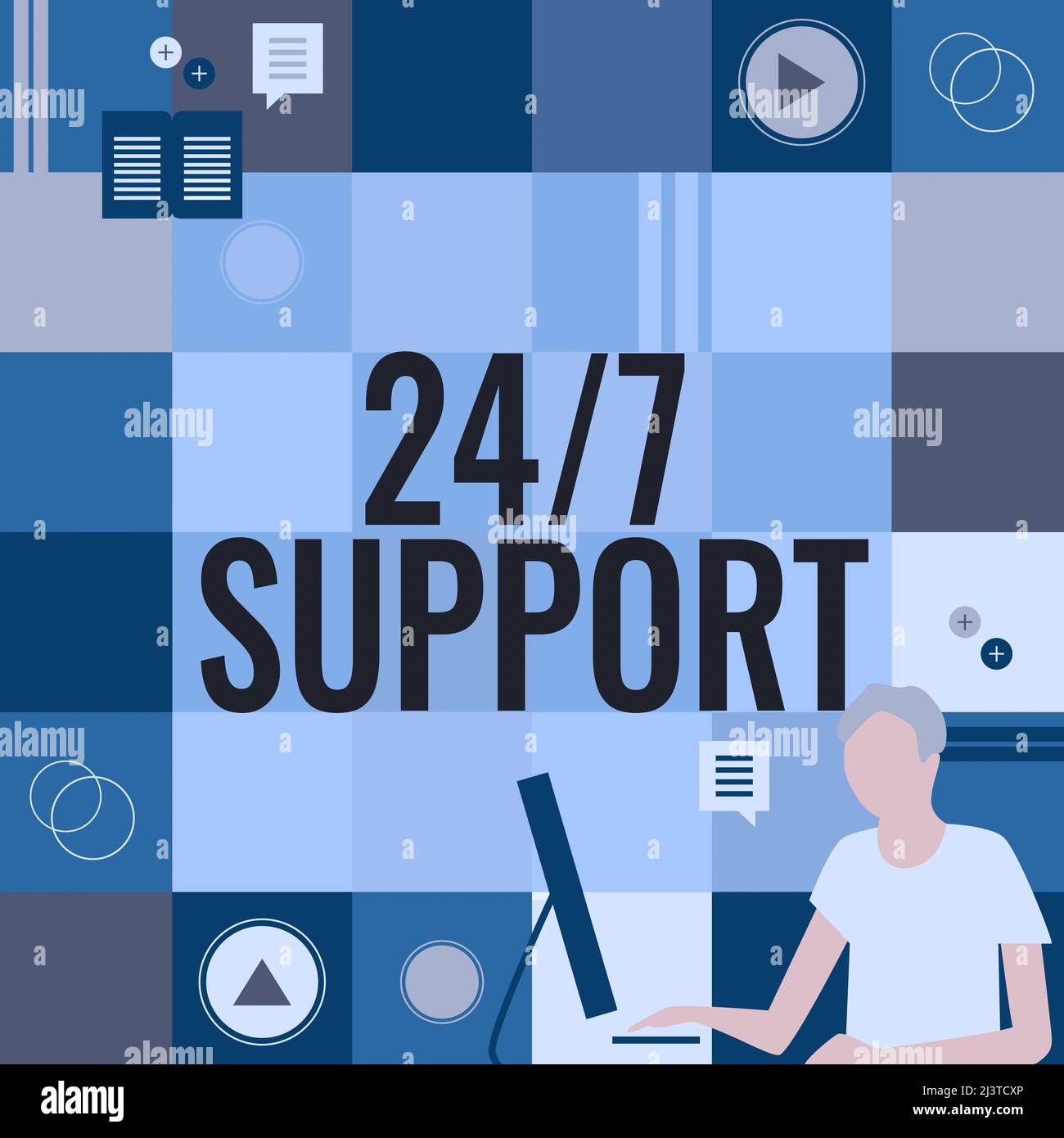 Text sign showing 24 Or 7 Support. Word for Giving assistance to ...