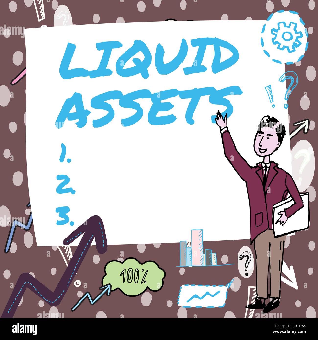 Text caption presenting Liquid Assets. Business approach Cash and Bank ...