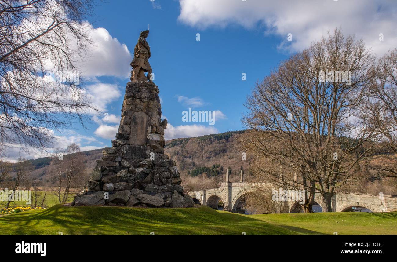 Perthshire, Scotland, UK.Black Watch memorial. Tay Bridge, Aberfeldy ...