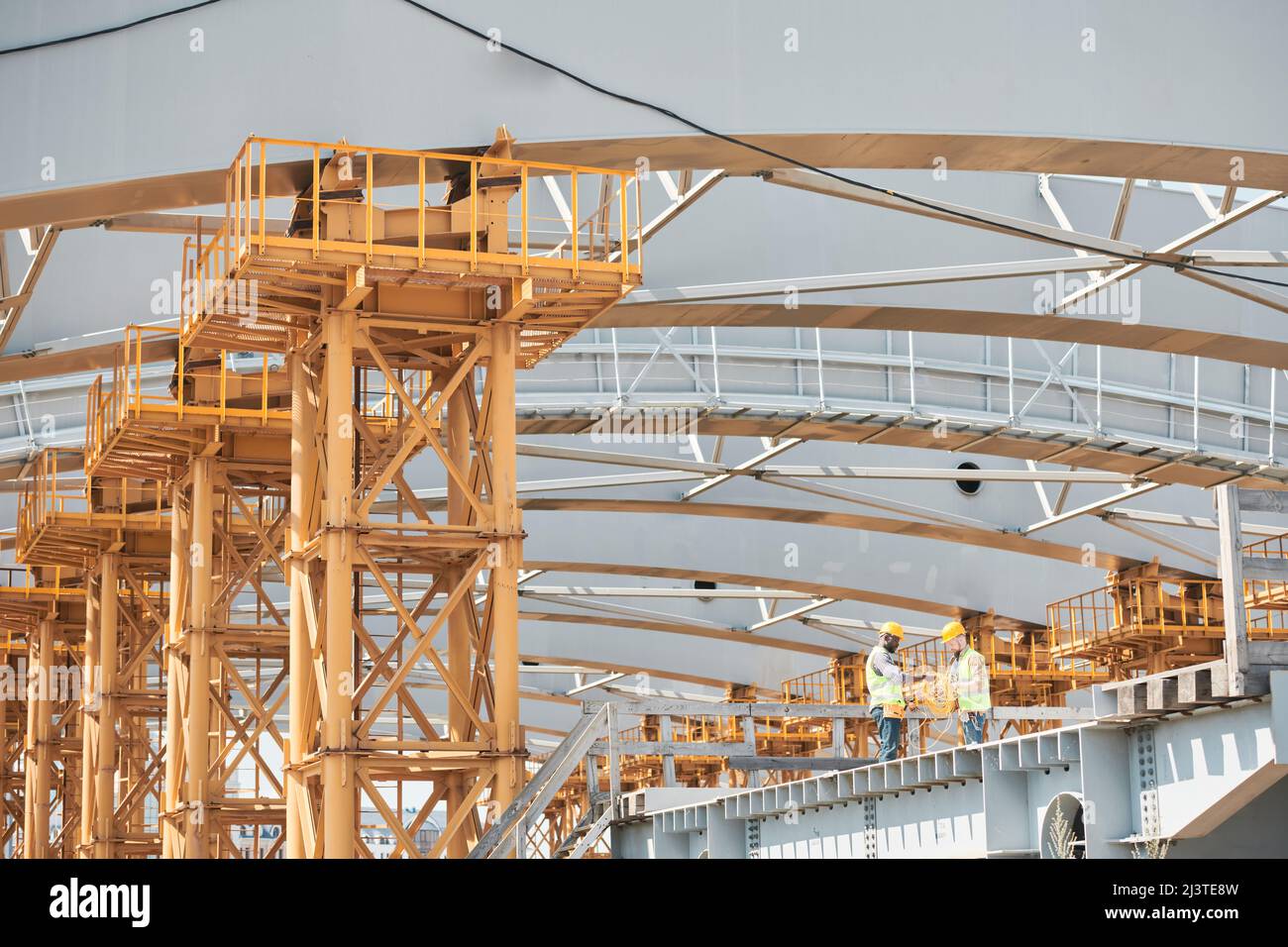 Low angle shot of residential building under construction with brick ...