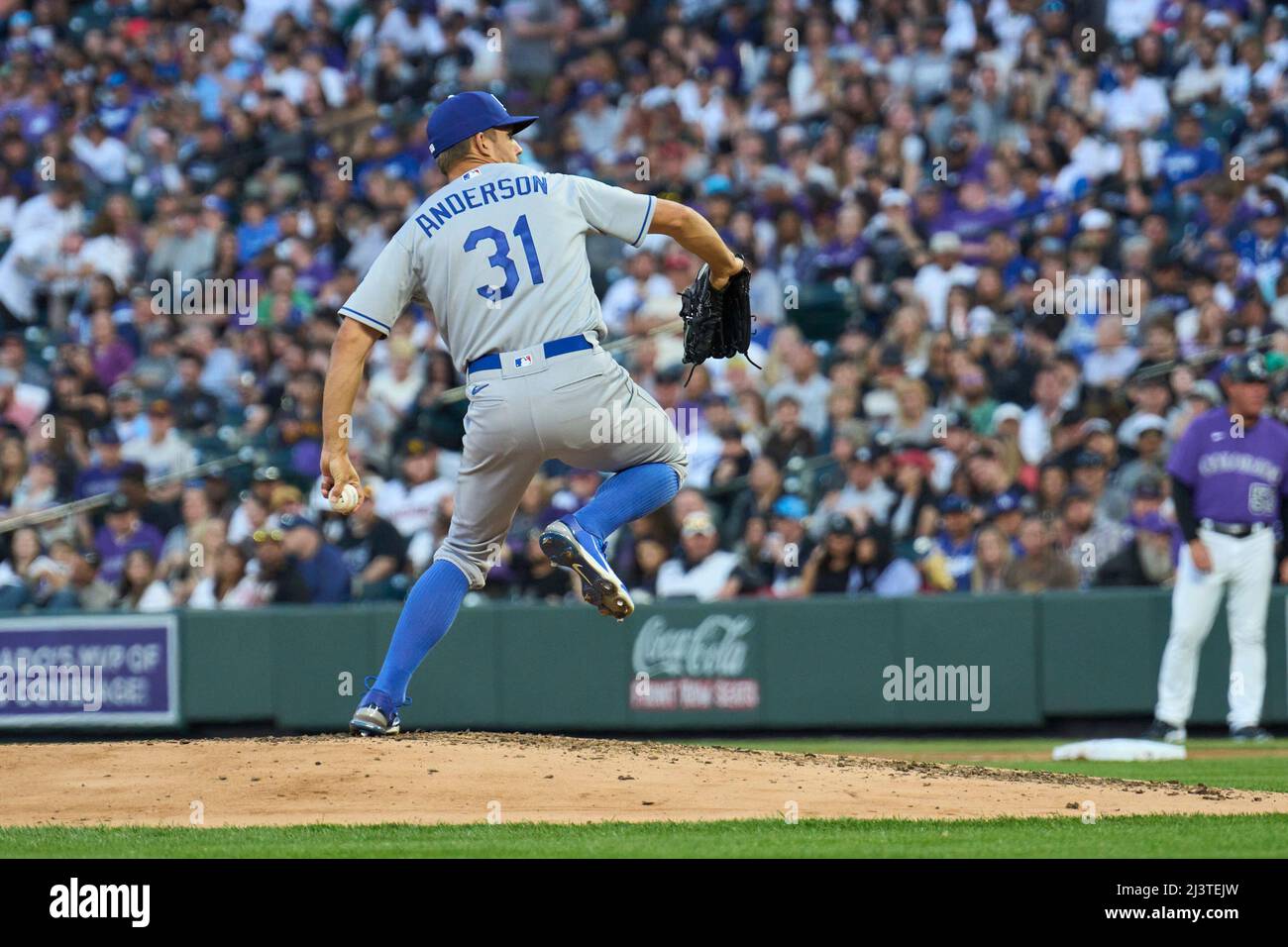 April 9 2022: Los Angeles pitcher Tyler Anderson (31) throws a pitch ...