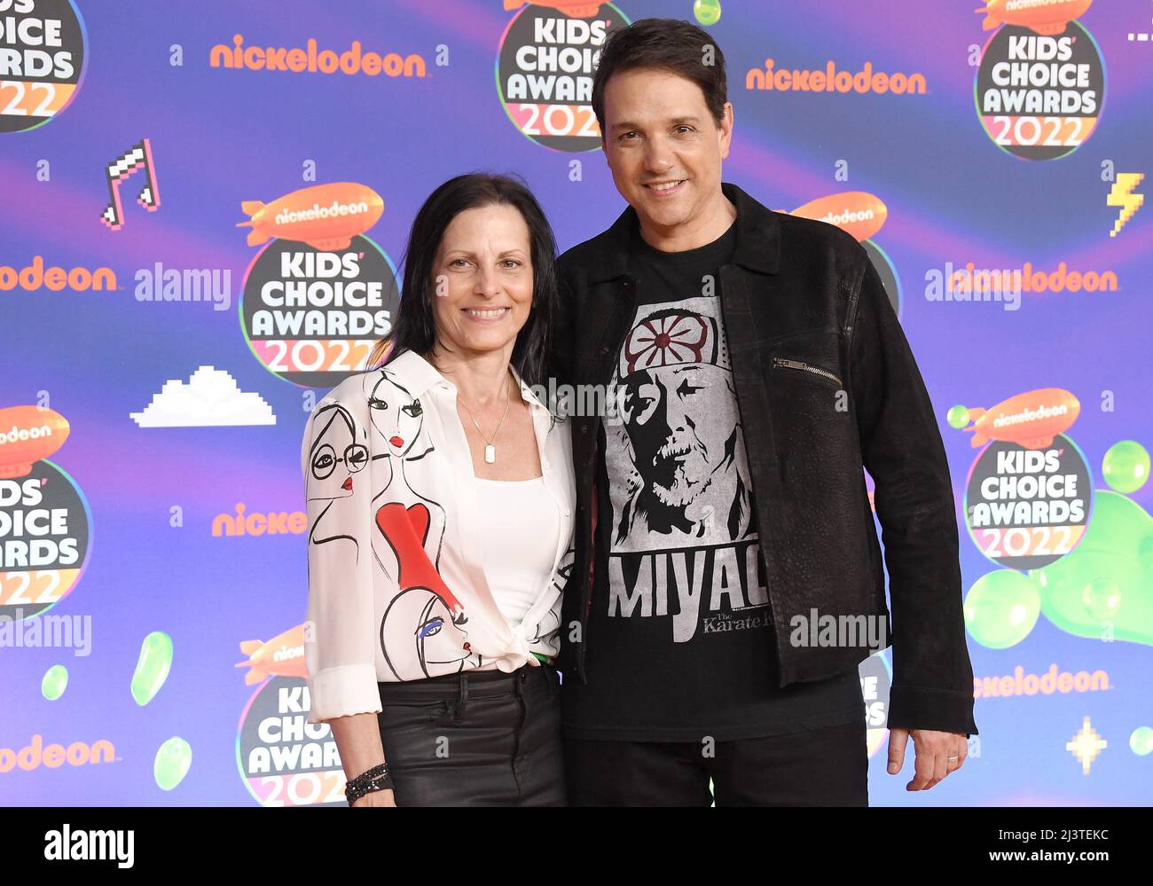 (L-R) Phyllis Fierro and Ralph Macchio arrives at the 2022 Nickelodeon ...