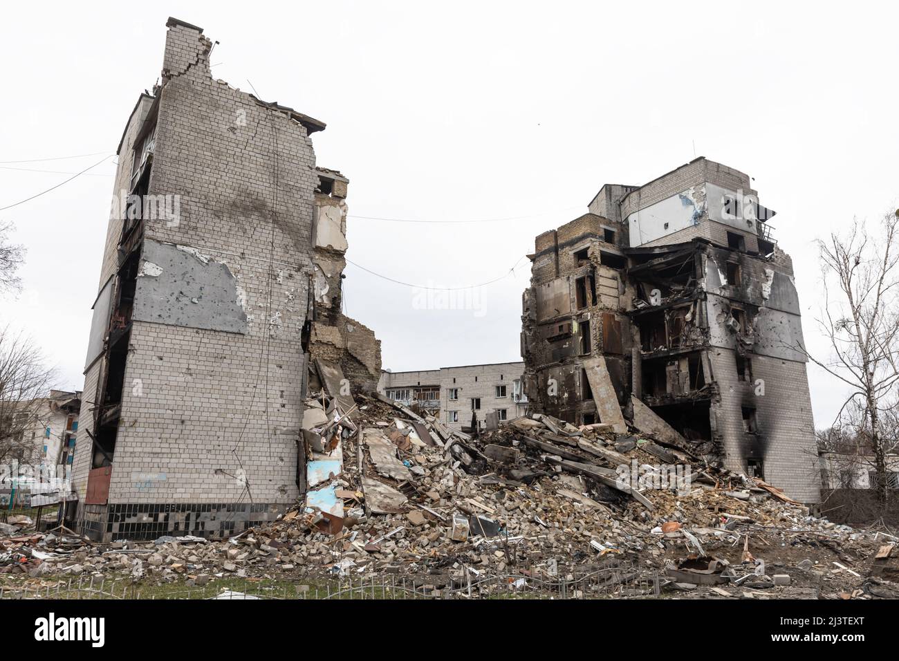 Borodyanka, Ukraine. 06th Apr, 2022. Chaos and devastation on the ...