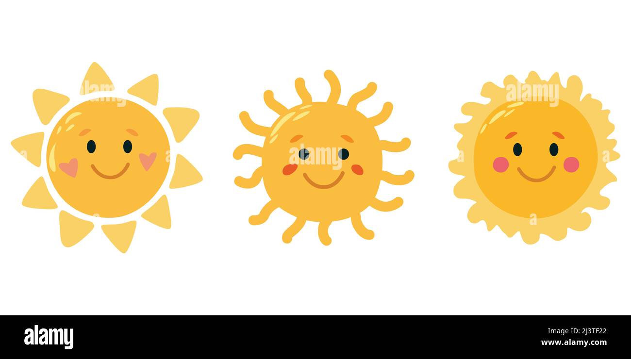 Sun doodle set emoji Stock Vector Images - Alamy