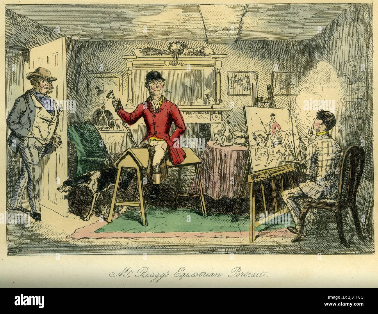 Mr Bragg's equestrian portrait. Handcoloured steel engraving by John ...