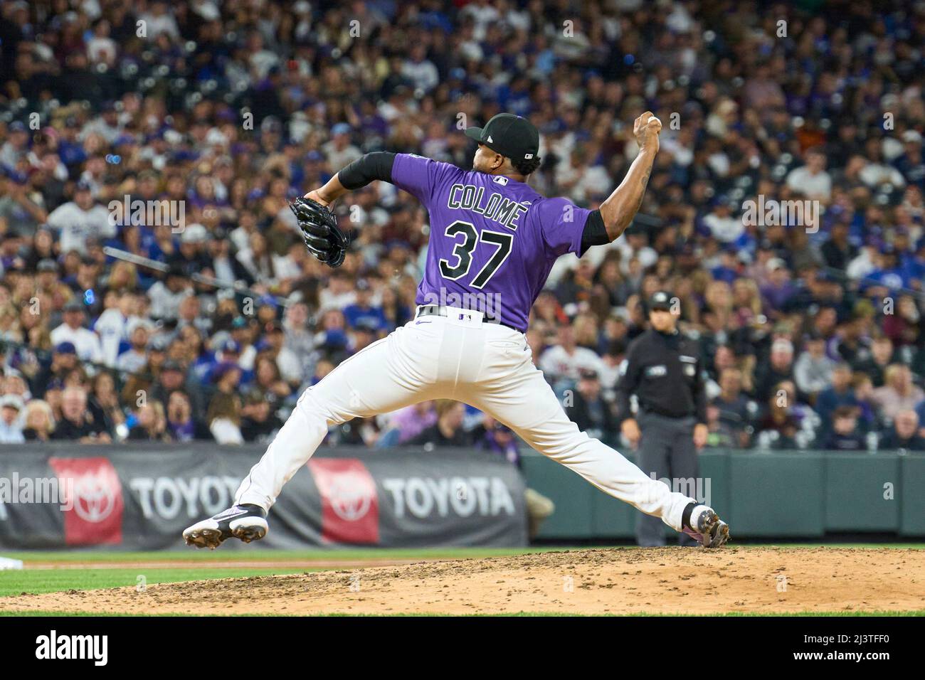 April 9 2022: Colorado pitcher Alex Colome (37) throws a pitch during ...