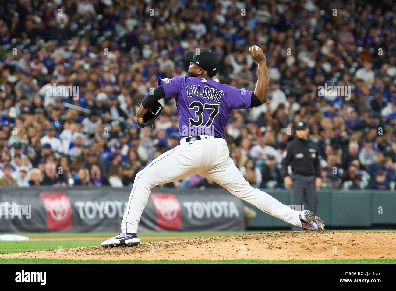 April 9 2022: Colorado pitcher Alex Colome (37) throws a pitch during ...