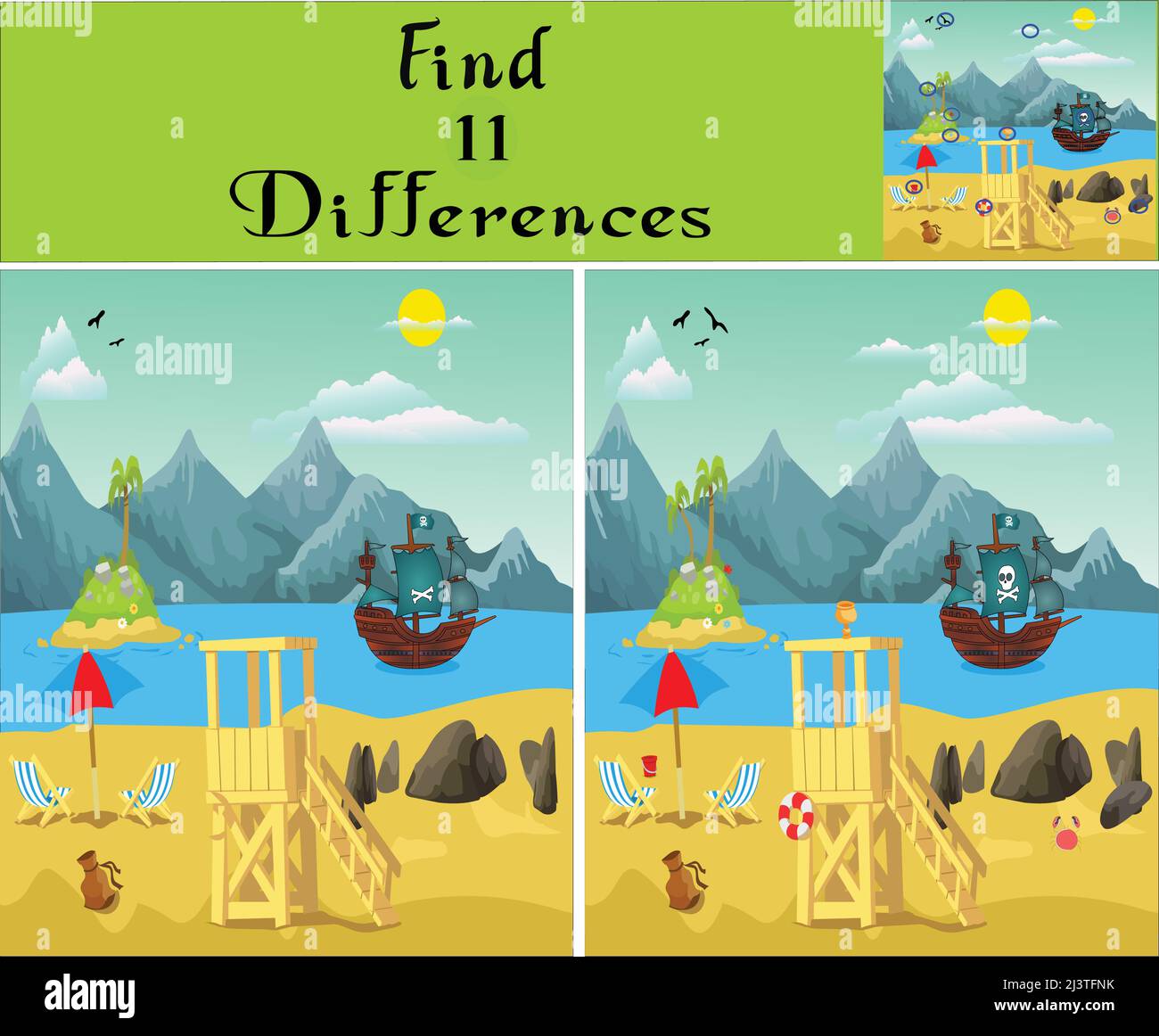 Find differences children's activity educational game vector art Stock ...