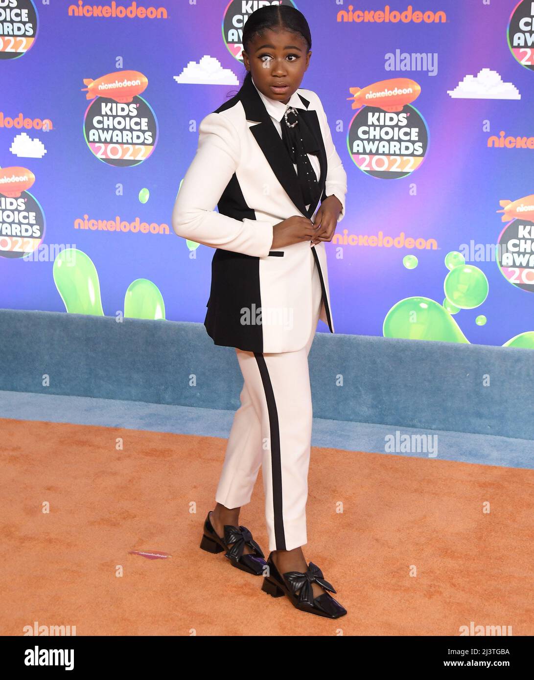 Celina Smith arrives at the 2022 Nickelodeon Kid's Choice Awards held ...