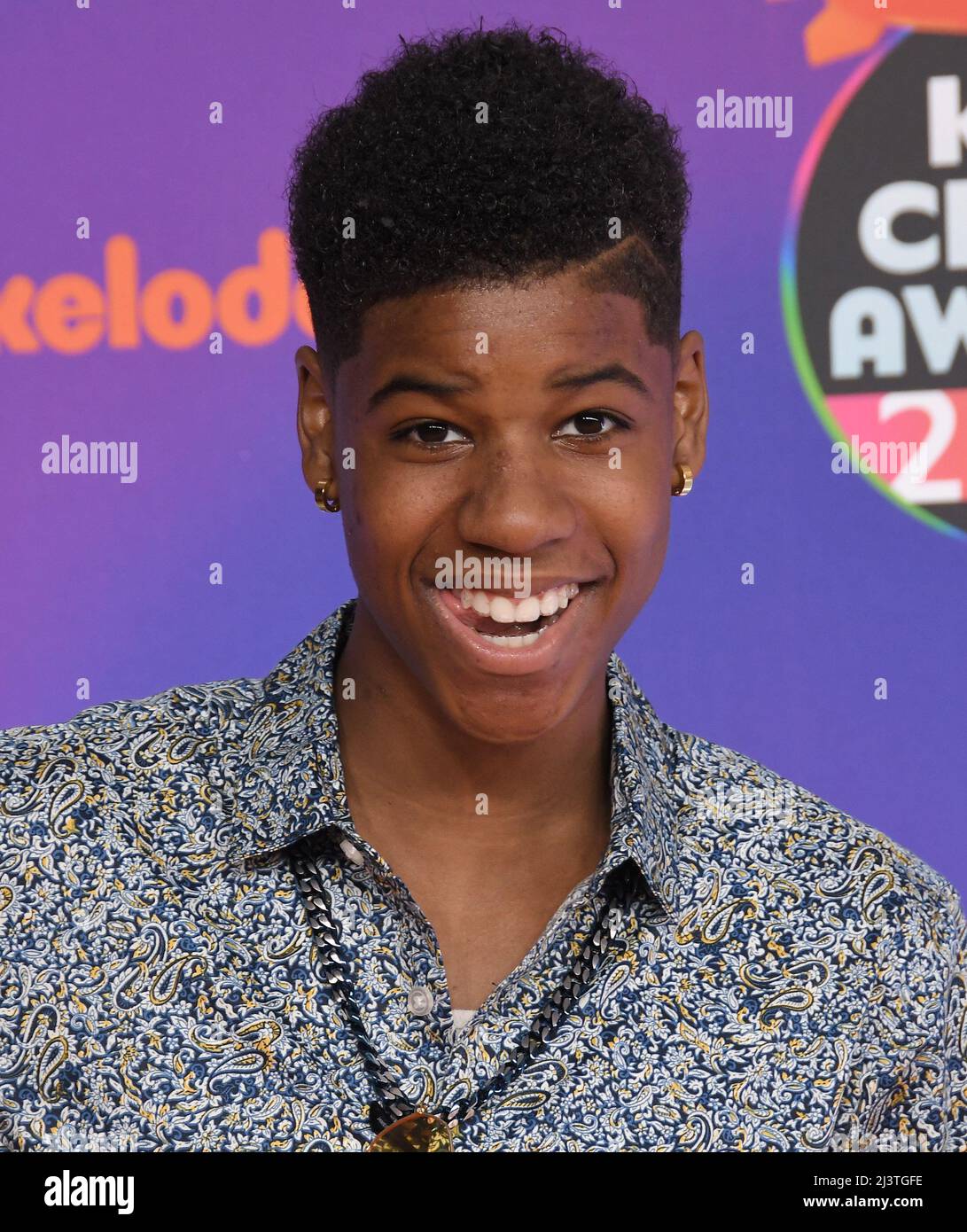 JD McCrary arrives at the 2022 Nickelodeon Kid's Choice Awards held at ...