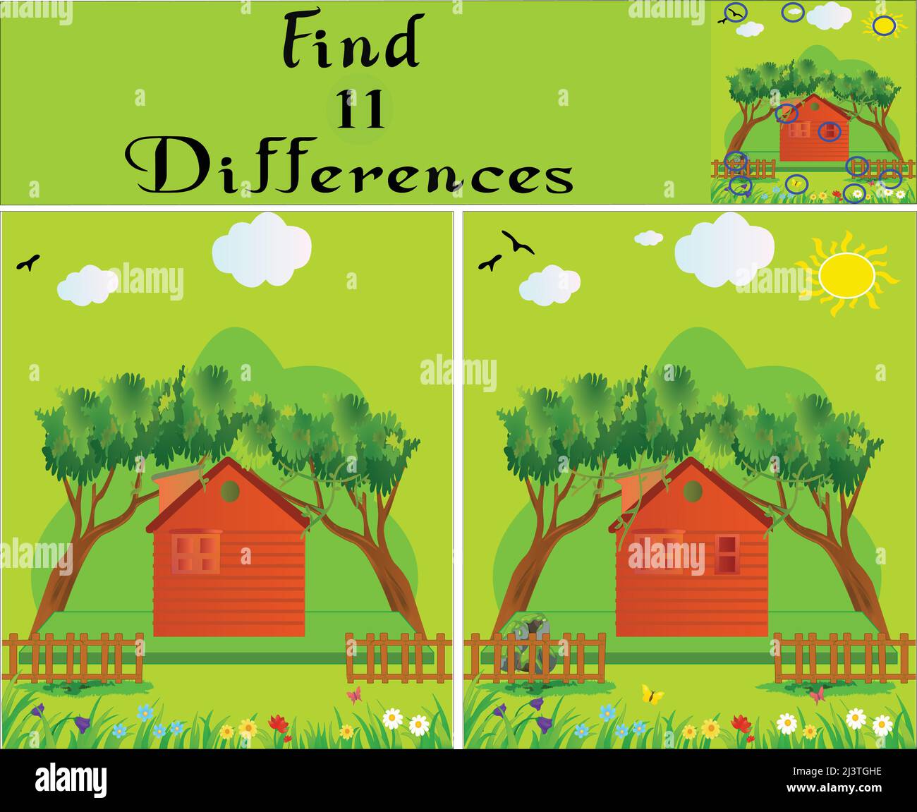 Find differences children's activity educational game vector art Stock ...