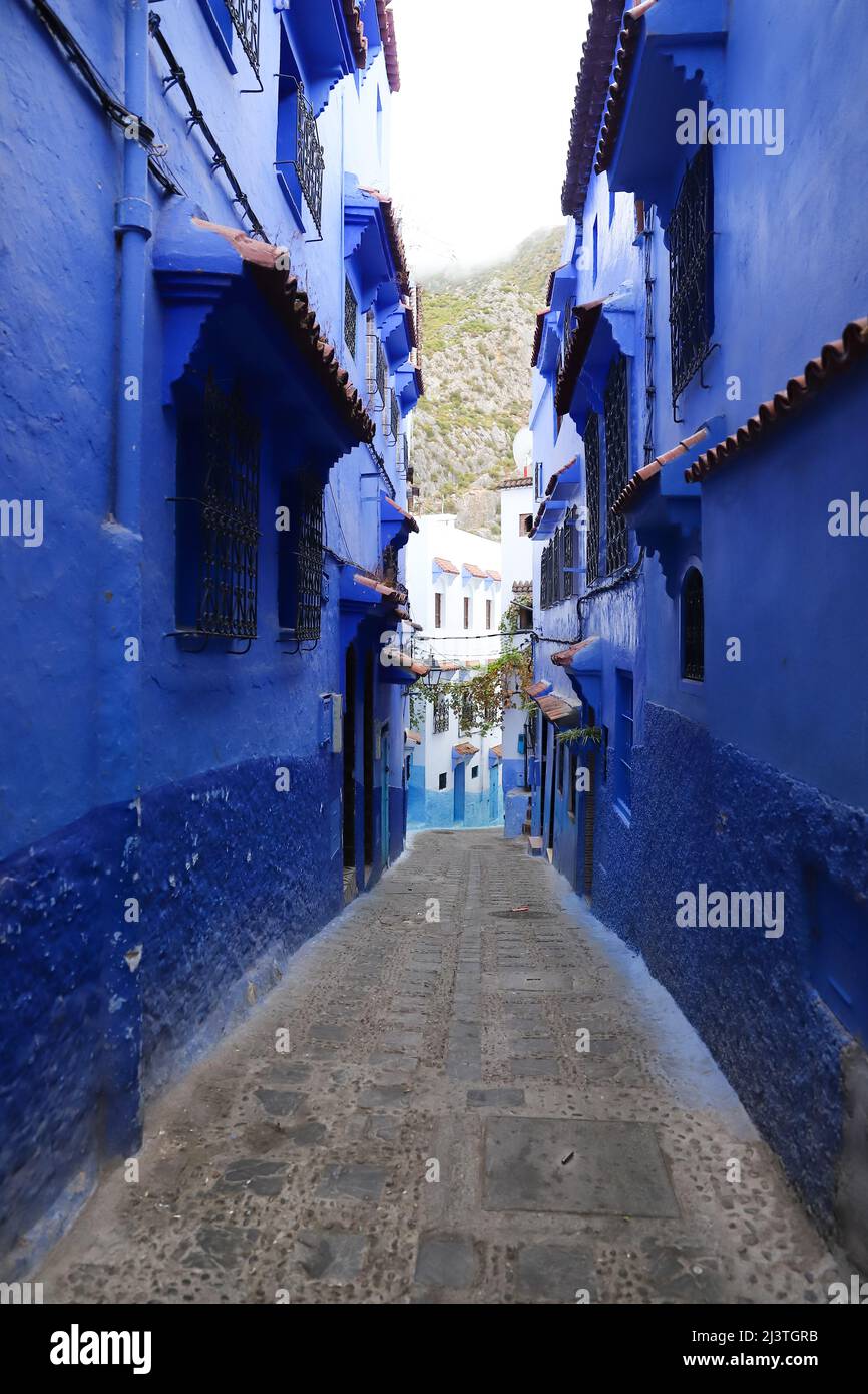 A Street in Blue Chefchaouen City, Morocco Stock Photo - Alamy
