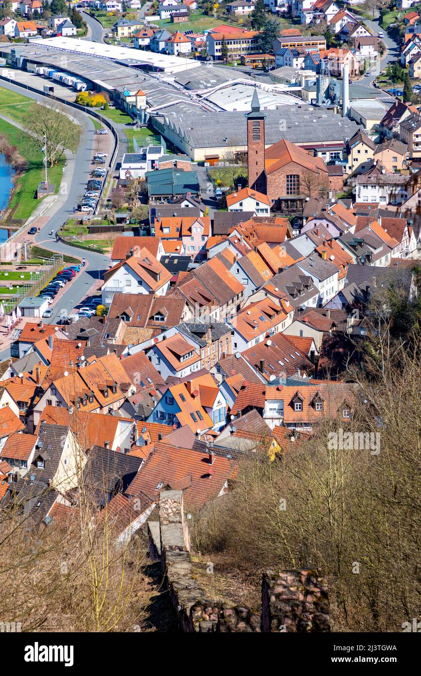 landscape of river main with village of Freuden and Collenberg Stock ...