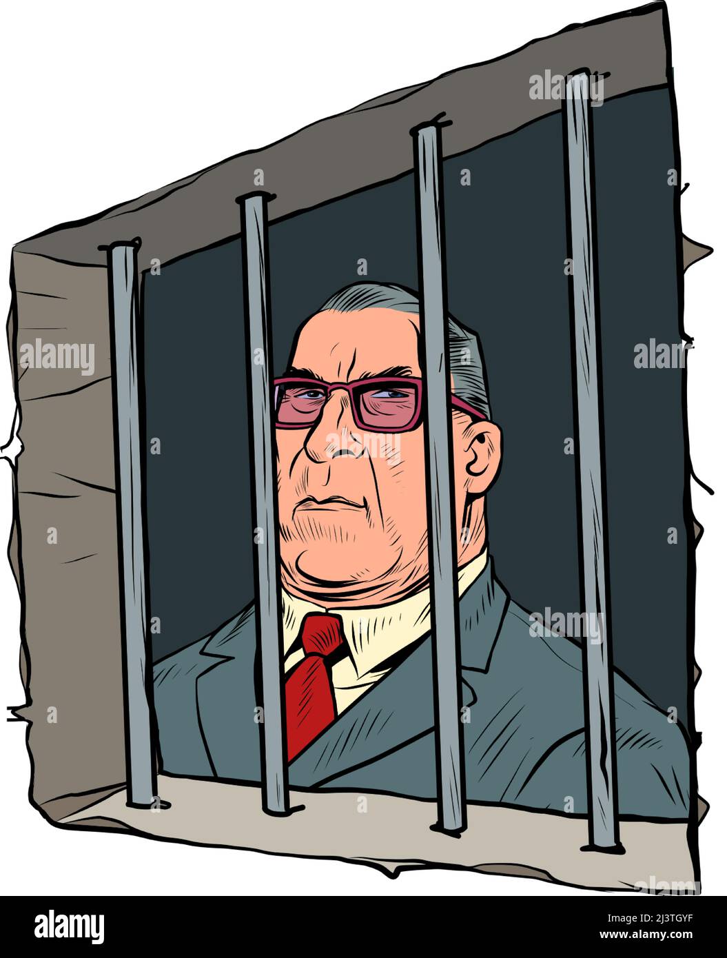The businessman is a criminal. A man is in prison behind bars. Corrupt ...