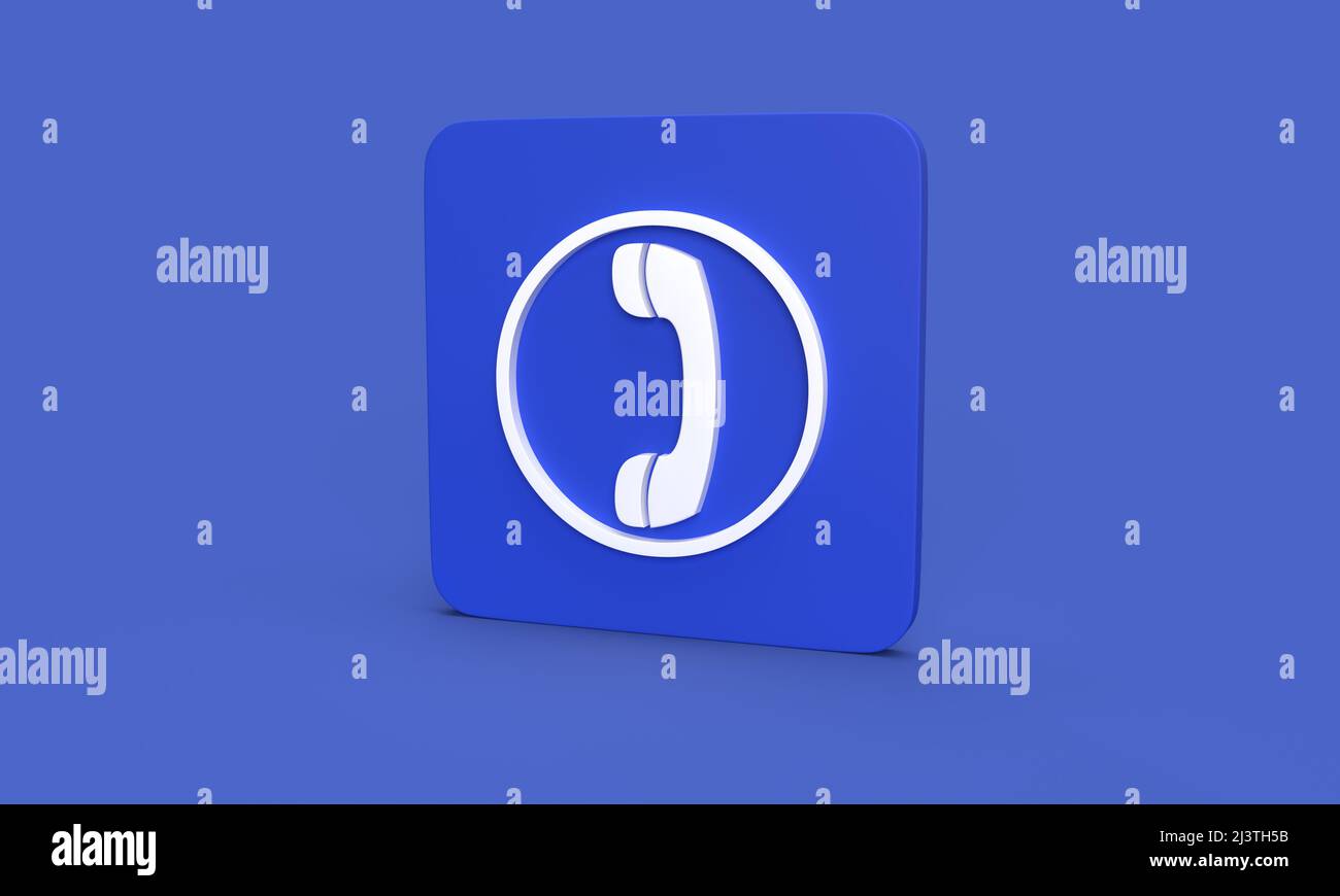 white telephone handset icon as template for communication on rounded ...