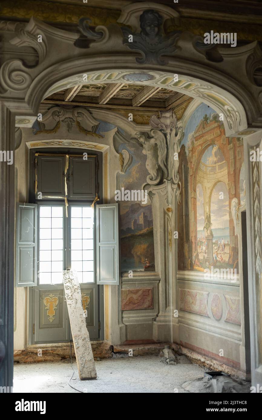 an old vintage wooden window in old house cottage villa european ...