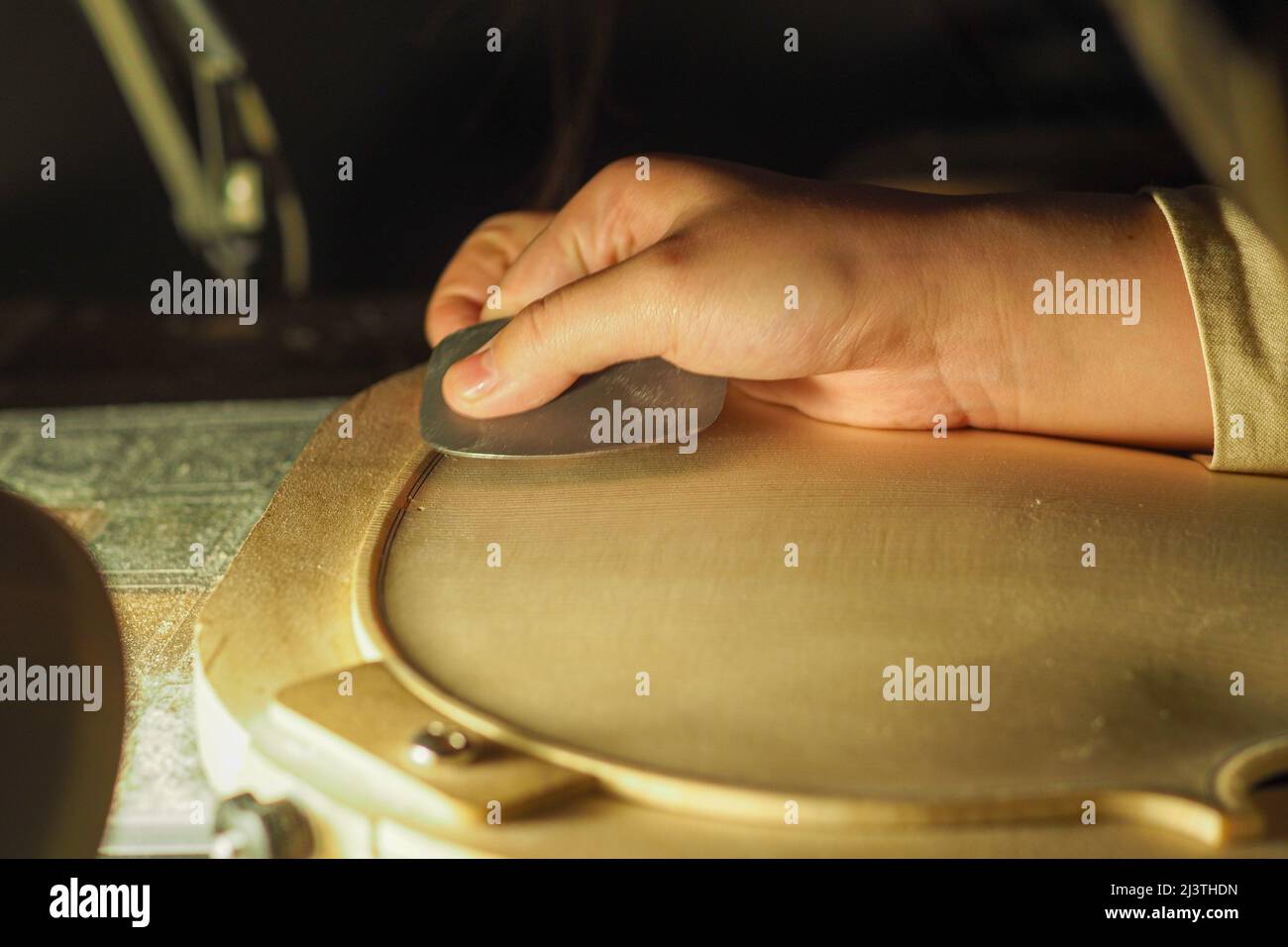 luthier working on a new violin in his workshop Stock Photo - Alamy