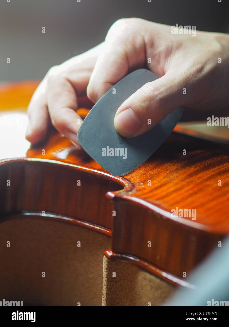 luthier working on a new violin in his workshop Stock Photo - Alamy