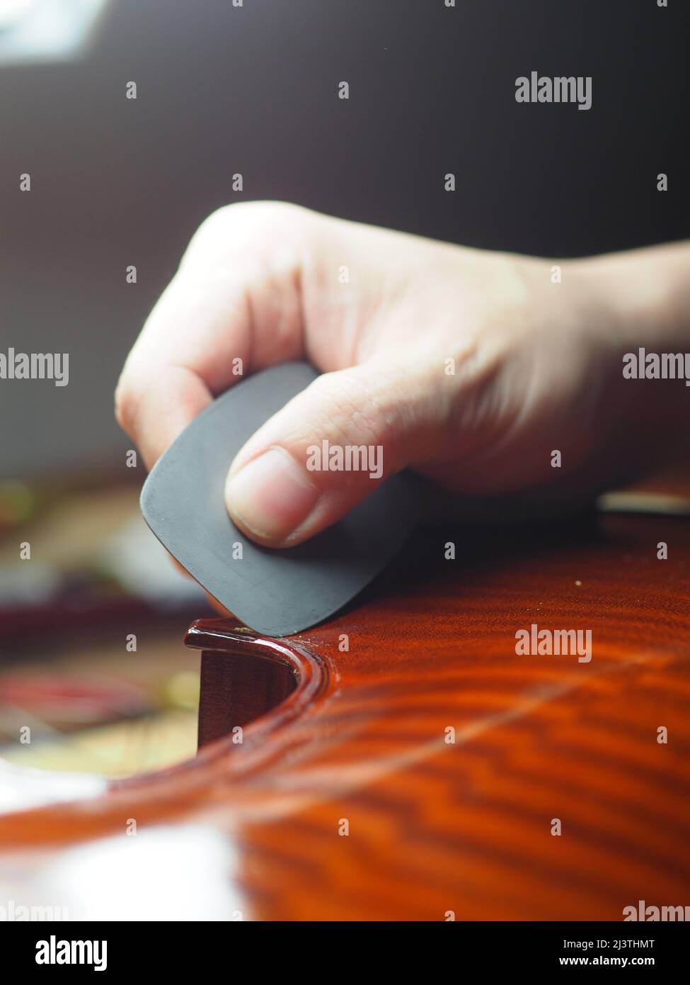 luthier working on a new violin in his workshop Stock Photo - Alamy