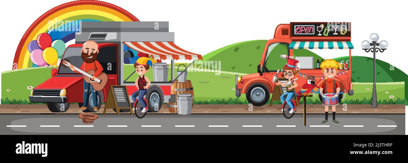 People performing on the street illustration Stock Vector Image & Art ...