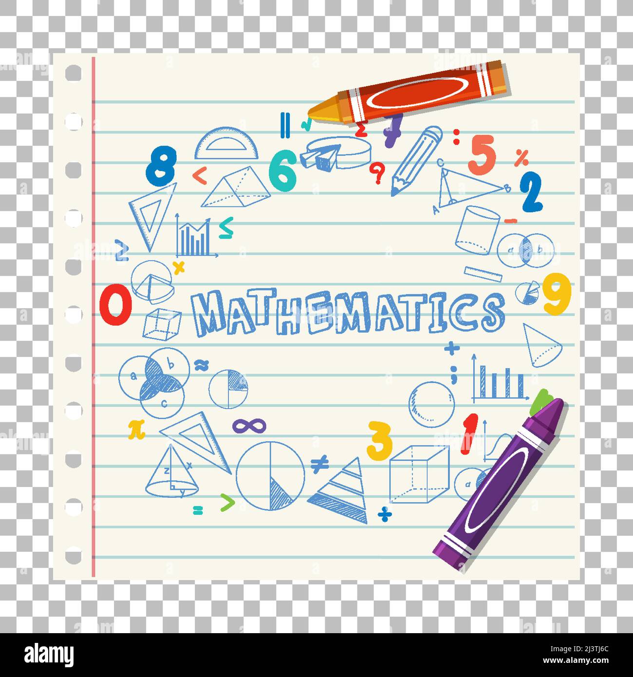 Doodle math formula with Mathematics font on notebook page illustration ...