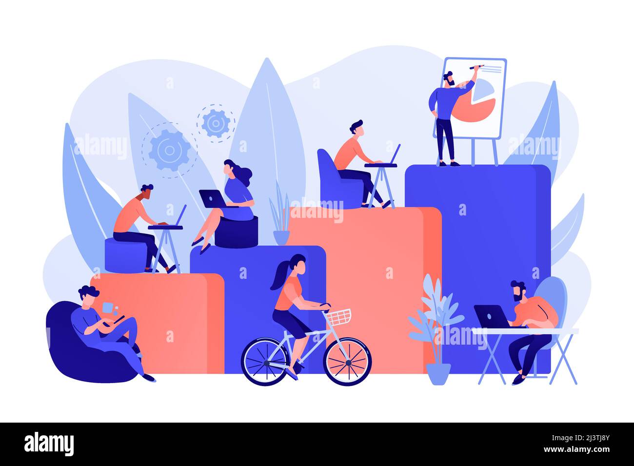 Modern open concept office with workers hi-res stock photography and ...