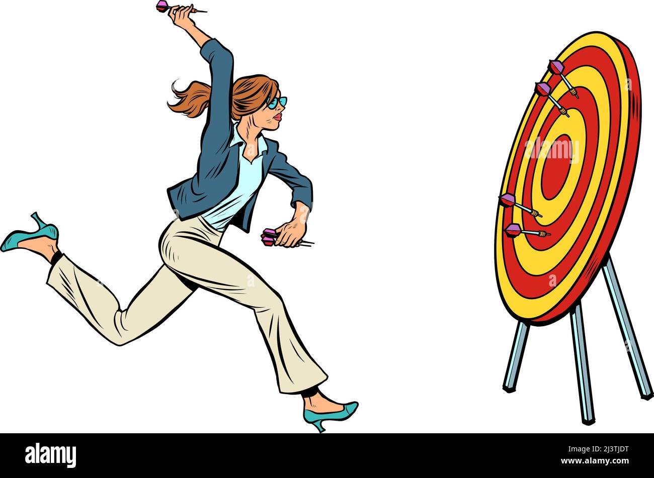 woman businesswoman target dart target accuracy competition, sports fun ...
