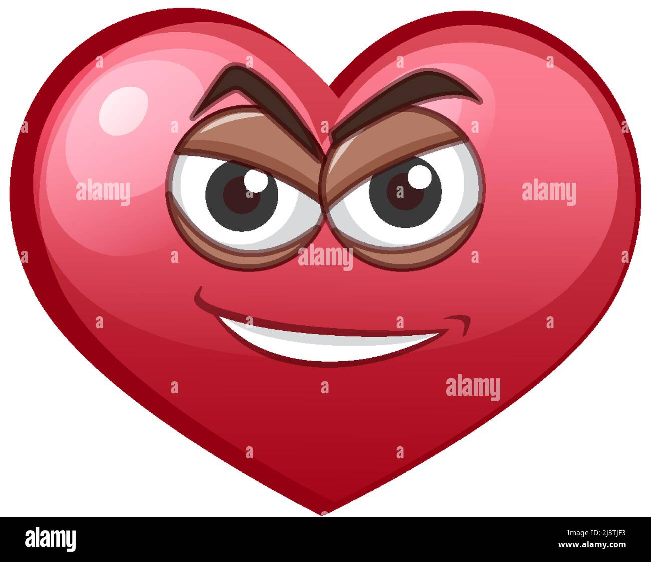 Bad smile heart emoticon on white background illustration Stock Vector ...